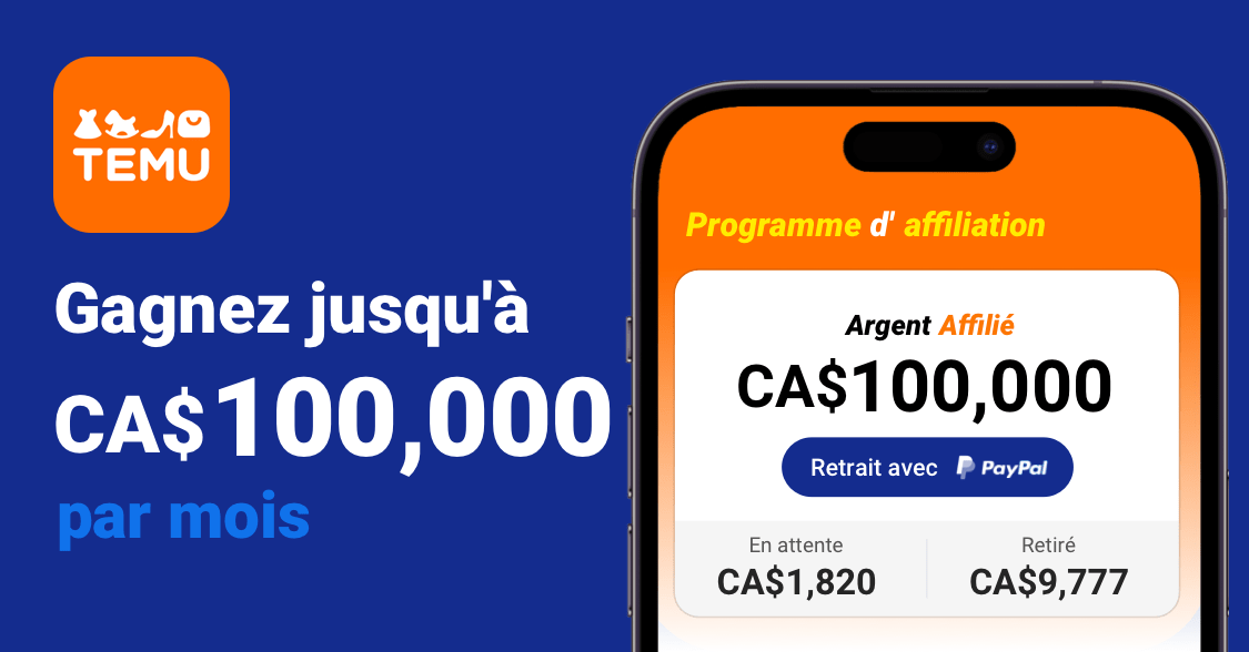 Programme d'affiliation - Temu Canada
